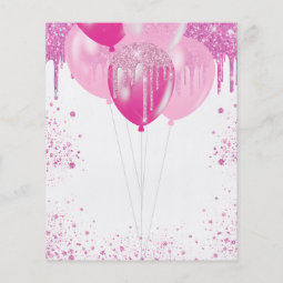 Birthday pink white girl balloon budget invitation flyer | Zazzle