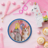 Birthday poodle and Corgi paper plates | Zazzle