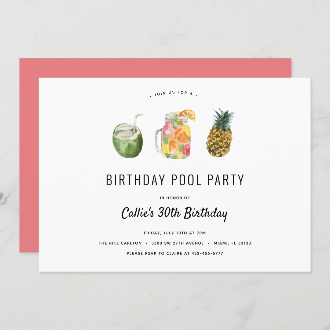 Birthday Pool Party Invitation | Zazzle