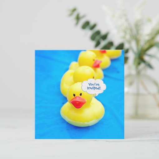 Birthday Pool Party with Yellow Ducks Invitation | Zazzle