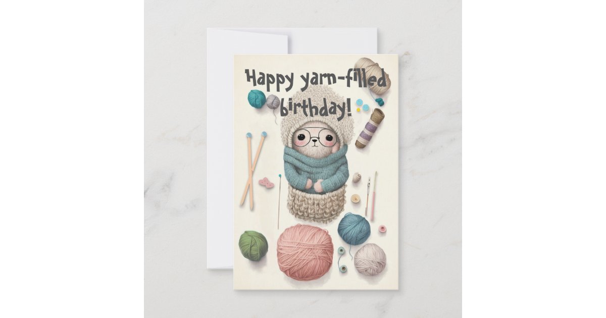Birthday Postcard Crochet Lover Illustration Fun | Zazzle