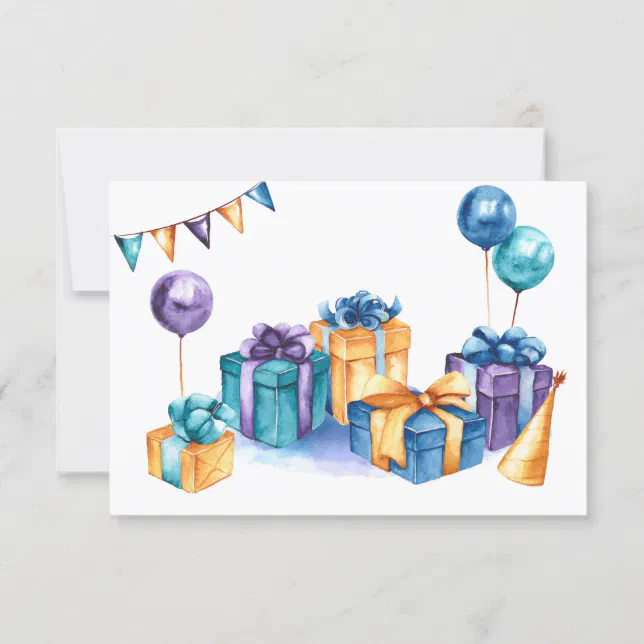 Birthday Presents Horizontal Greeting Card | Zazzle