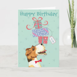 Birthday Presents Wire Fox Terrier Card | Zazzle