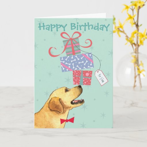 Birthday Presents Yellow Lab Card | Zazzle