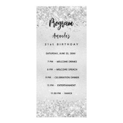 Birthday Progam Menu silver confetti | Zazzle