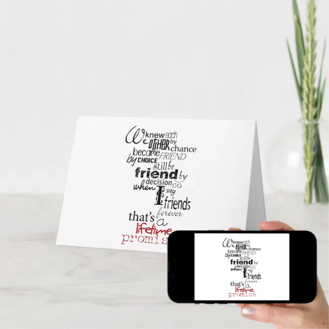 BIRTHDAY PROMISE TO MY BEST FRIEND-THAT IS FOREVER CARD | Zazzle