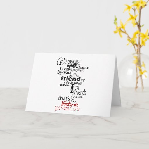 BIRTHDAY PROMISE TO MY BEST FRIEND-THAT IS FOREVER CARD | Zazzle