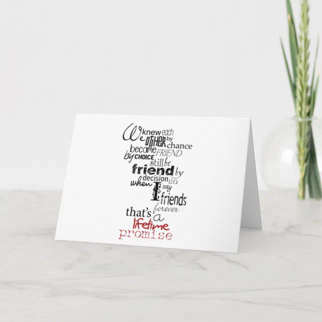 BIRTHDAY PROMISE TO MY BEST FRIEND-THAT IS FOREVER CARD | Zazzle