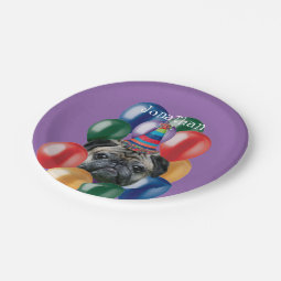 Birthday Pug dog paper plate | Zazzle