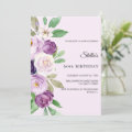Birthday purple lavender florals blush pink invitation | Zazzle