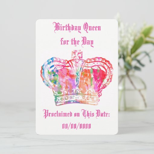 Birthday Queen for the Day Card | Zazzle