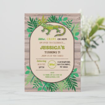 Birthday Reptile Children's Birthday Lizard Crawl Invitation | Zazzle