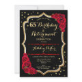 Birthday & Retirement Party - Black Gold Red Invitation | Zazzle