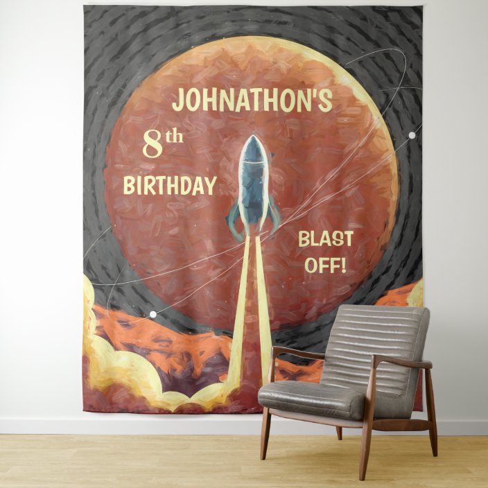 Birthday Rocket Space Fun Photo Booth Backdrop | Zazzle.com