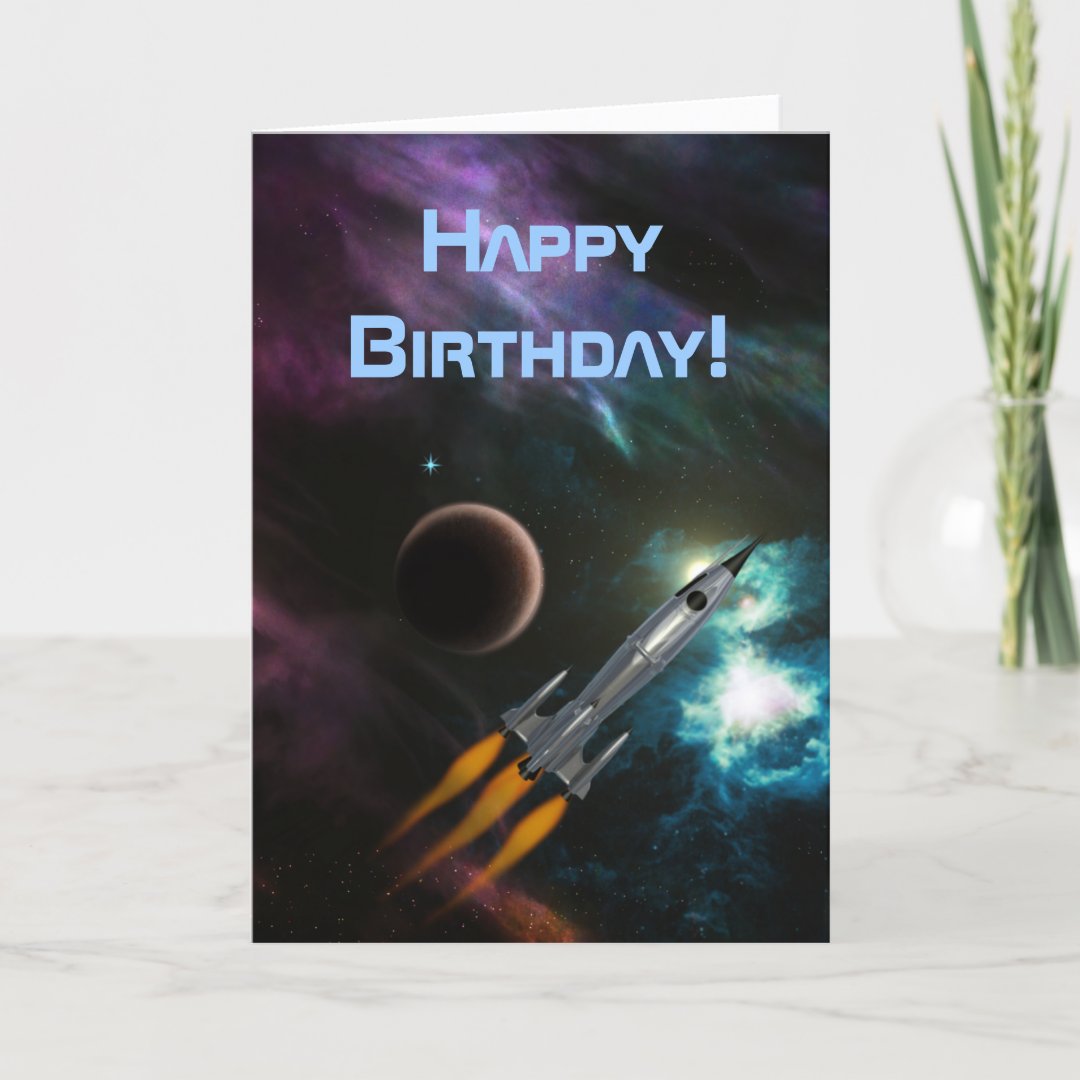 Birthday Rocketship Card | Zazzle