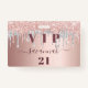 Birthday rose gold glitter drips pink silver vip badge | Zazzle