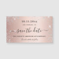 Birthday rose gold glitter save the date magnet | Zazzle