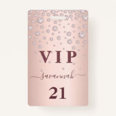Birthday rose gold pink monogram vip luxury badge | Zazzle