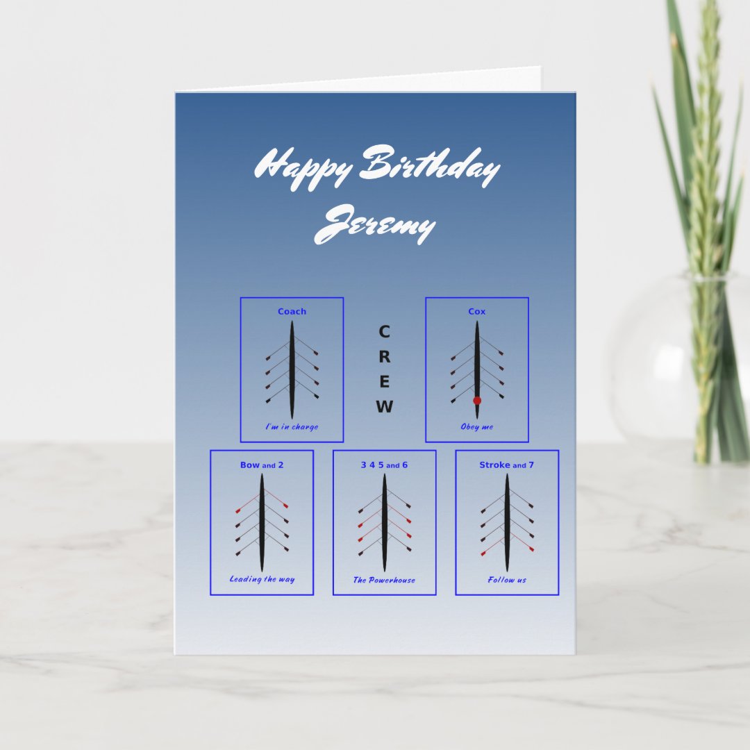 Birthday rowing crew personalizable sports card | Zazzle