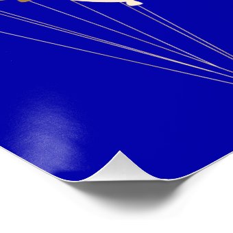 Birthday royal blue gold balloons party poster | Zazzle