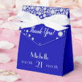 Birthday royal blue white name favor boxes | Zazzle
