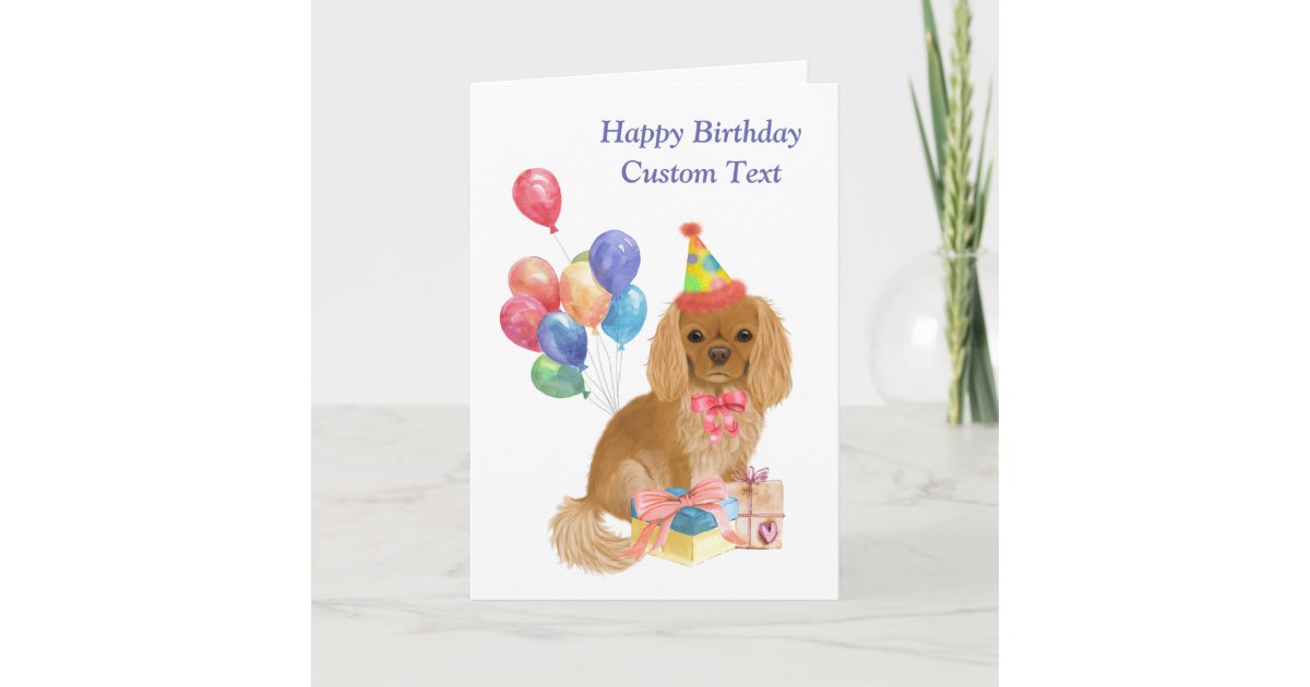 Birthday Ruby Cavalier King Charles Spaniel Card | Zazzle