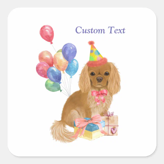 Birthday Ruby Cavalier King Charles Spaniel Square Sticker | Zazzle