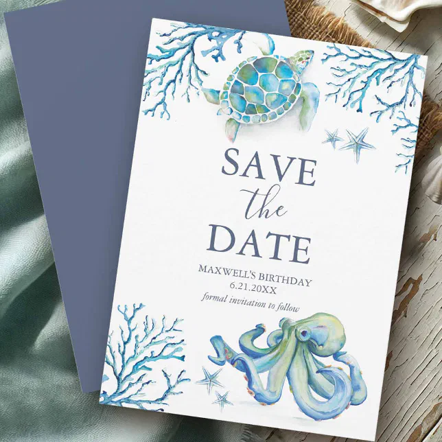 Birthday Save The Date Cards Under the Sea | Zazzle