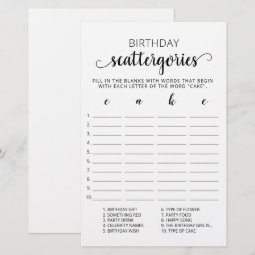 Birthday Scattergories editable game | Zazzle