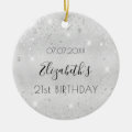 Birthday silver glitter name elegant ceramic ornament | Zazzle