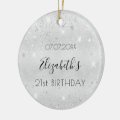 Birthday silver glitter name elegant ceramic ornament | Zazzle
