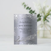 Birthday silver music notes metal glitter 40th | Zazzle