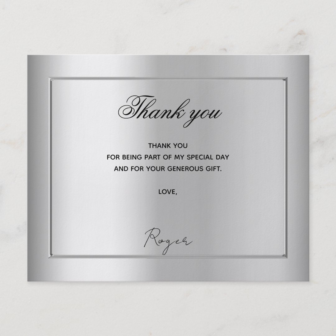 Birthday silver photo thank you budget flyer | Zazzle