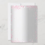 Birthday silver pink flowers glitter invitation | Zazzle
