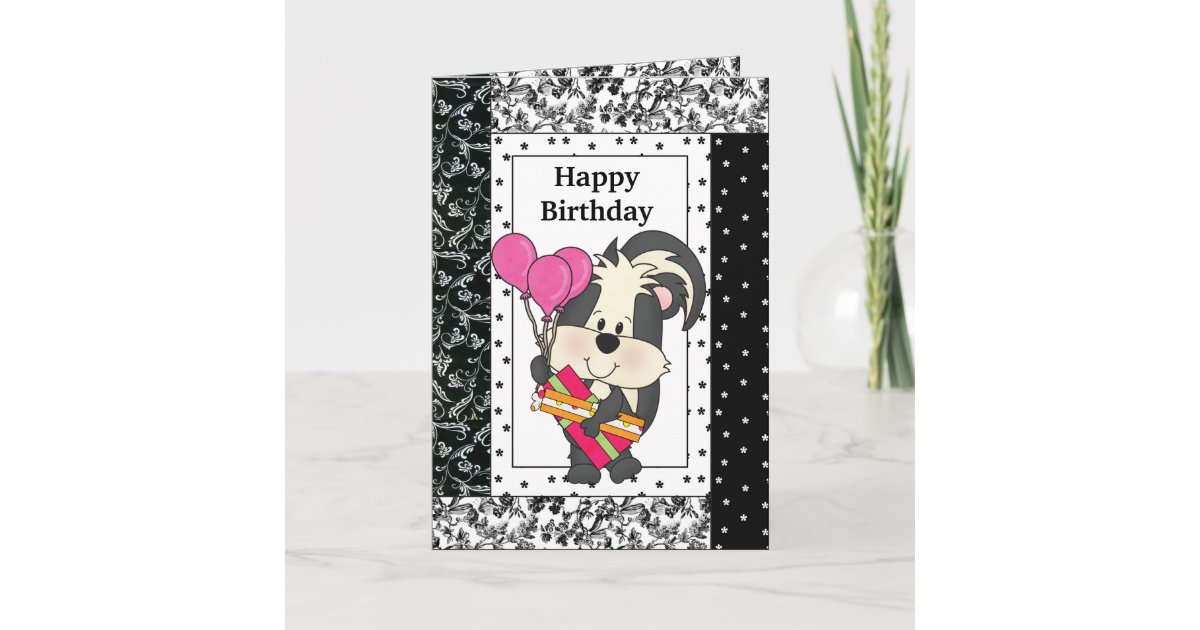 Birthday Skunk greeting card | Zazzle