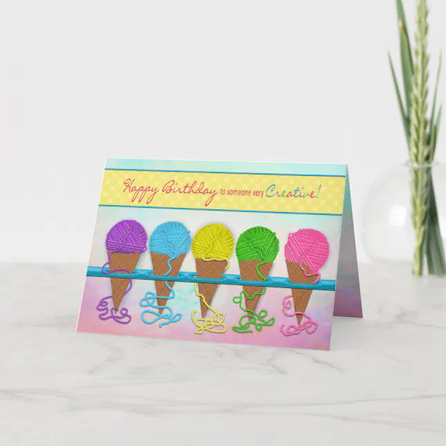 Birthday, Someone Creative, Yarn Cones Card | Zazzle