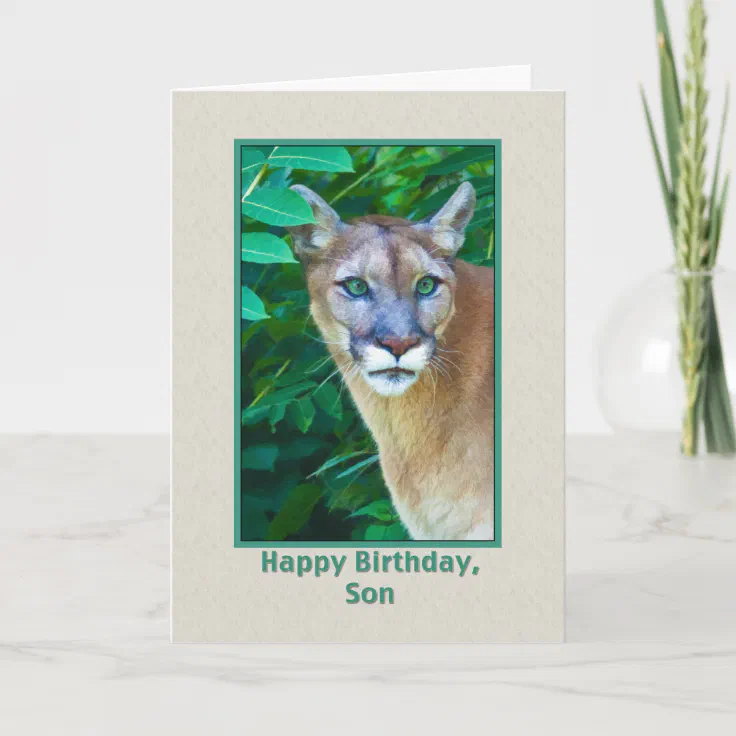 Birthday, Son, Cougar in the Jungle Card | Zazzle