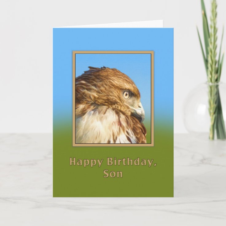 Birthday, Son, Rough-legged Hawk Card | Zazzle