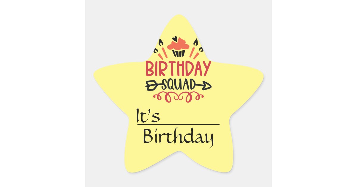 Birthday Squad Planner Star Sticker | Zazzle