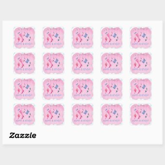 Birthday Square Sticker | Zazzle