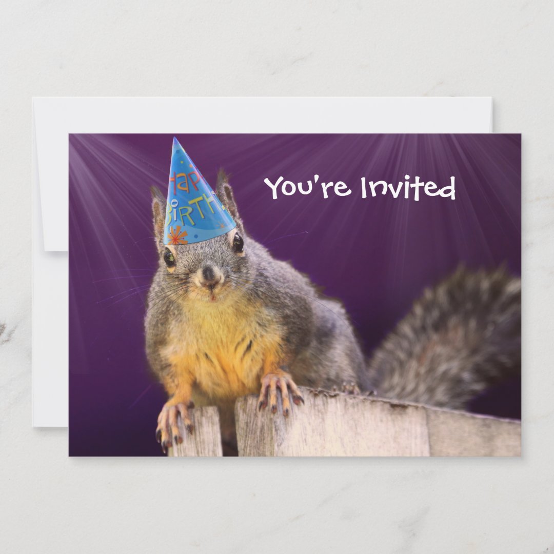 Birthday Squirrel Photo Invitation | Zazzle