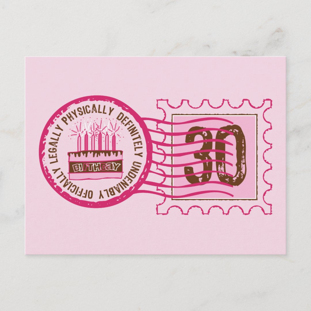 Birthday Stamp 30 Postcard | Zazzle