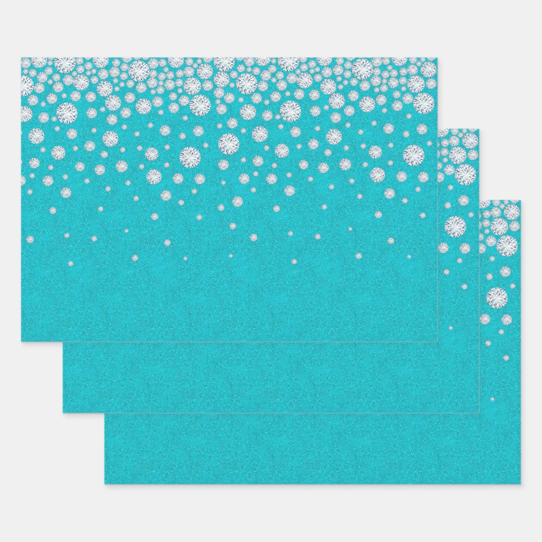 Birthday teal glitter green diamonds luxurious wrapping paper sheets ...