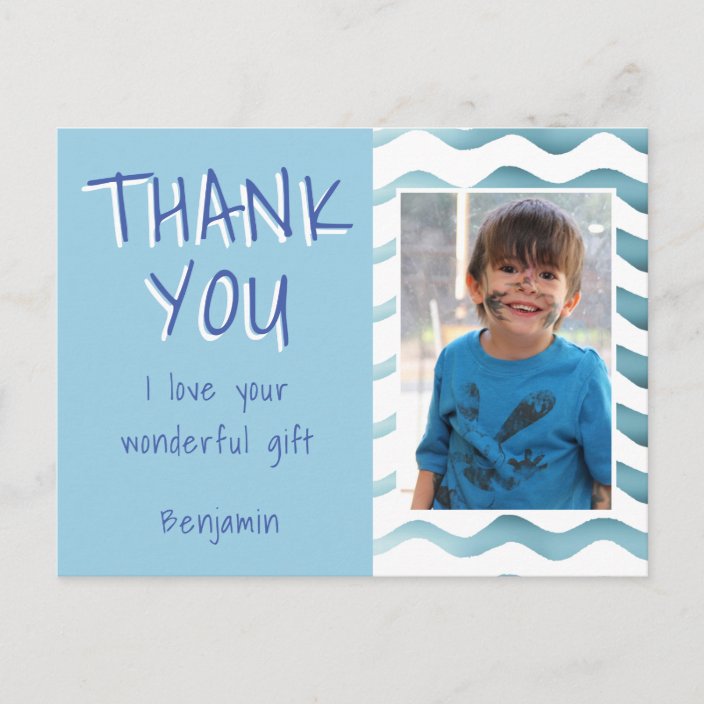 Birthday Thank you Kids Photo Postcard Blue Boys | Zazzle