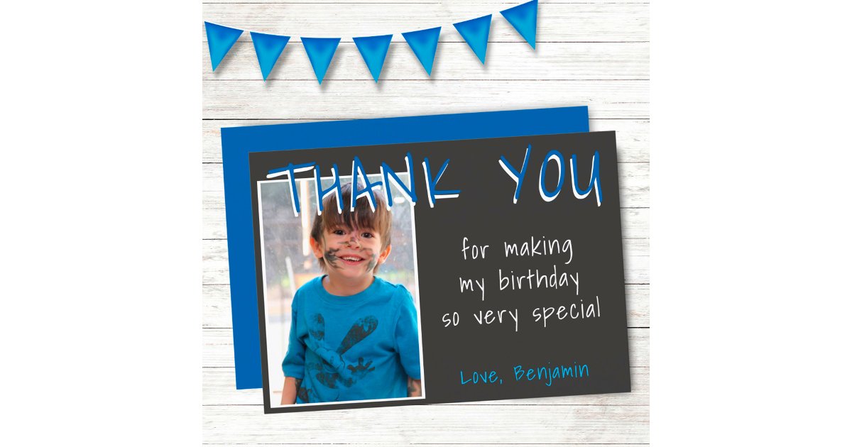 Birthday Thank you Photo card Boy | Zazzle