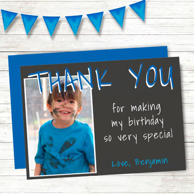 Birthday Thank you Photo card Boy | Zazzle