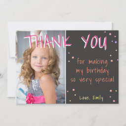 Birthday Thank you Photo card Girl | Zazzle