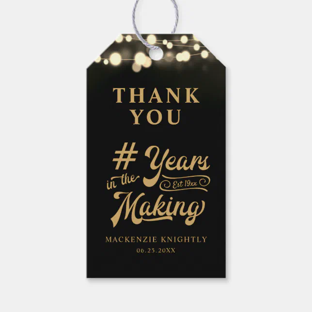 Birthday Thank You Years in the Making Lights Gift Tags | Zazzle