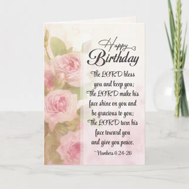 Birthday The Lord Bless You Pink Floral Card | Zazzle