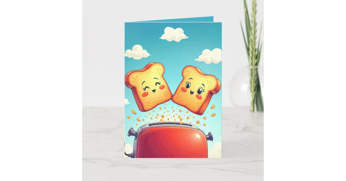Birthday Toast Popping Out of a Red Toaster Card | Zazzle